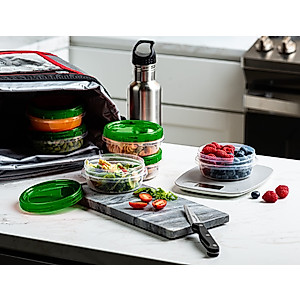 Elegant Disposables (8 Ounce 10 Pack) Twist cap Containers Clear Bottom With Green Top Screw on Lids Twist Top Food Storage Freezer Containers