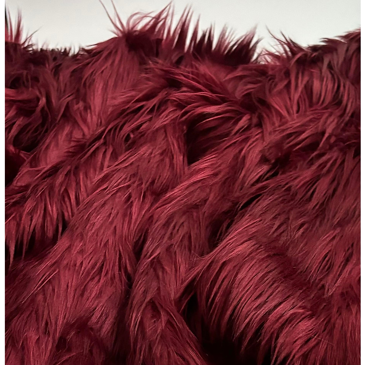 Bianna Ruby Red Burgundy Faux Fur Fabric, 60 inches Wide Options, American Seller, Luxury Shag Shaggy Material for Crafting, Sewing, Costumes, Fursuits, Home Decor (12x12 inches)