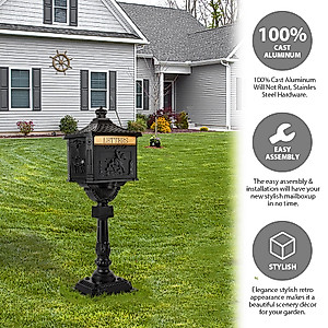 Polar Aurora Mailbox Cast Aluminum Black Mail Box Postal Box Security Heavy Duty New