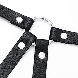 Salliy Punk Waist Chain Black Leather Body Chain Harness Belly Belt Chains Nightclub Party Body Accessories Jewelry for Women (Q)