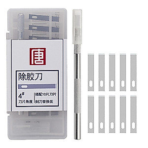 DAGIJIRD Back Cover Camera Glass Scraper Tool Removal Smoothing Scraper with 10 Pieces Replacement Blades for Phone Repair Rear Glue