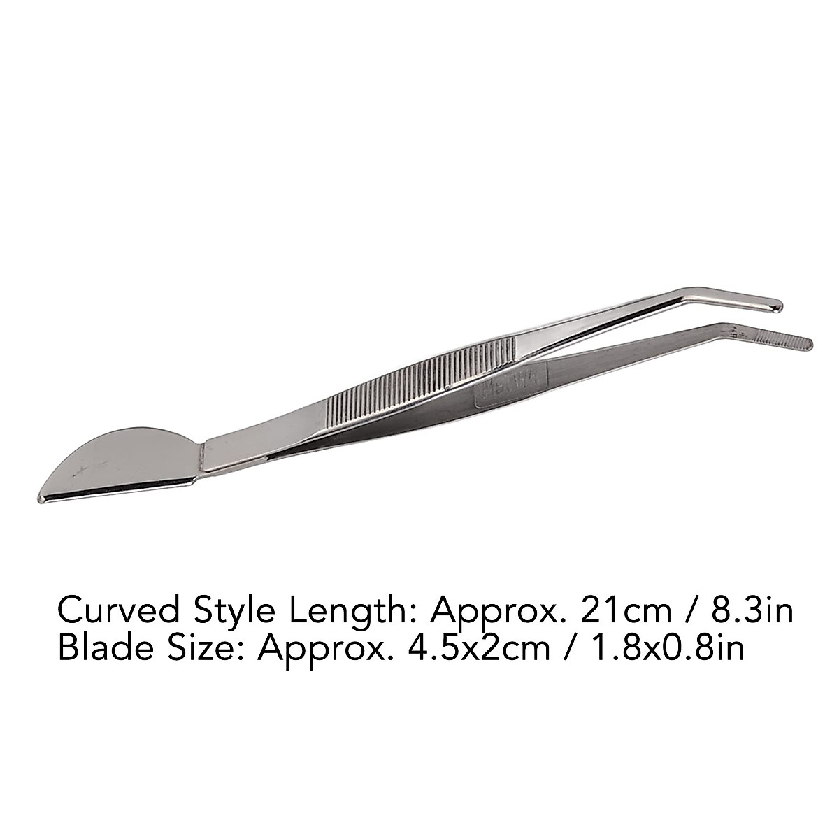 TOPINCN Bonsai Tweezers, Stainless Steel Long Plant Tweezers with Moon Spatula Head, Home Garden Potted Loosening Soil Plan Grass (Bent)