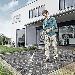 Patio Rug for Entrance Bohemian 5x8Ft Grey Area Rug Indoor Outdoor Rug Textured Weave Floor Carpet Durable Washable Rug for Patio,Home,Picnic,Camping