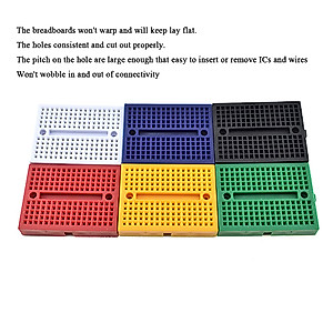 Hahiyo PCB Board Breadborad 170 Point Solderless Lay Flat Large Pitch Hole Firmly Hold Pin Snug Insert No Warp Wobble Springy Contact Point Adhesive Back for Proto Shield Electronics Blocks 6pcs