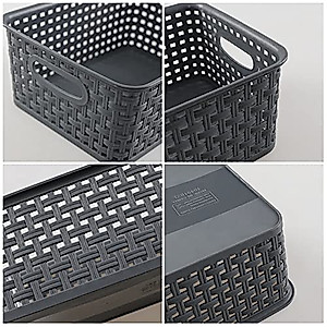 Neadas Plastic Weave Storage Bins, Plastic Storage Basket Bin, 6 Packs