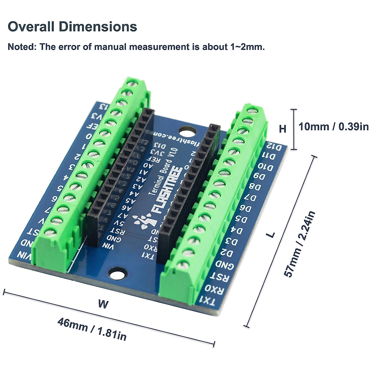 3pcs for Nano Breakout Board Terminal 3.81mm / 0.15" Expansion Shield for Arduino Nano V3.0 AVR ATMEGA328P Module (Blue)