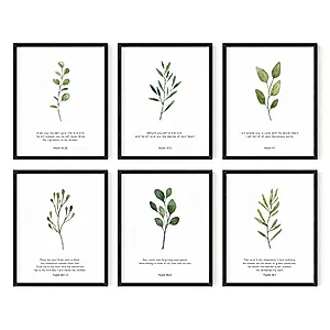 HAUS AND HUES Bible Verses Wall Decor - Set of 6 Christian Wall Decor Scripture Wall Art, Bible Verse Posters Biblical Wall Decor Scripture Art Wall Decor Christian Posters for Wall UNFRAMED (8"x10")