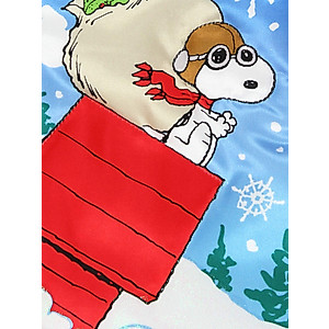 Peanuts Snoopy Kurt Adler Cuffed Satin Holiday Stocking (19", Blue/White)
