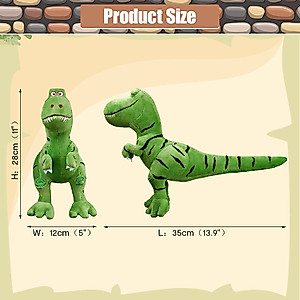 Hcdoujoy Green Small Plush Dinosaur Toy Plush Dinosaur Animal Stuffed Toy, Tyrannosaurus Rex Dinosaur Toy for Girls Boys Birthday Gifts Christmas Children's Day Gifts, 11×5×13.9"