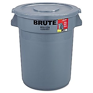 Rubbermaid Commercial 863292GRA Brute Container All-Inclusive, Round, Plastic, 32 gal, Gray