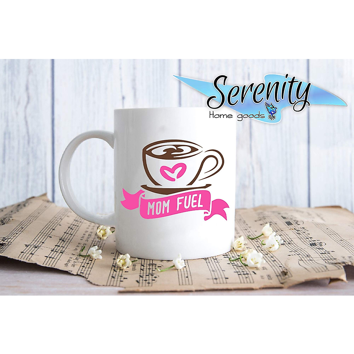 Mom Fuel Funny Coffee Mugs | Mothers Day Gifts Tea Mug | White 11 Ounce Ceramic Cup | Gift For Wife Mom Daughter Girlfriend Grandma | Country Rustic Farmhouse Style Kitchen Decor 2021