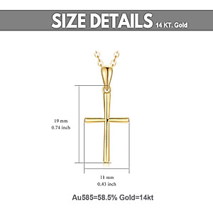 SISGEM Real 14k Gold Cross Necklace for Women, Baptism Jewelry Confirmation Gifts for Her, 16+1+1 inch
