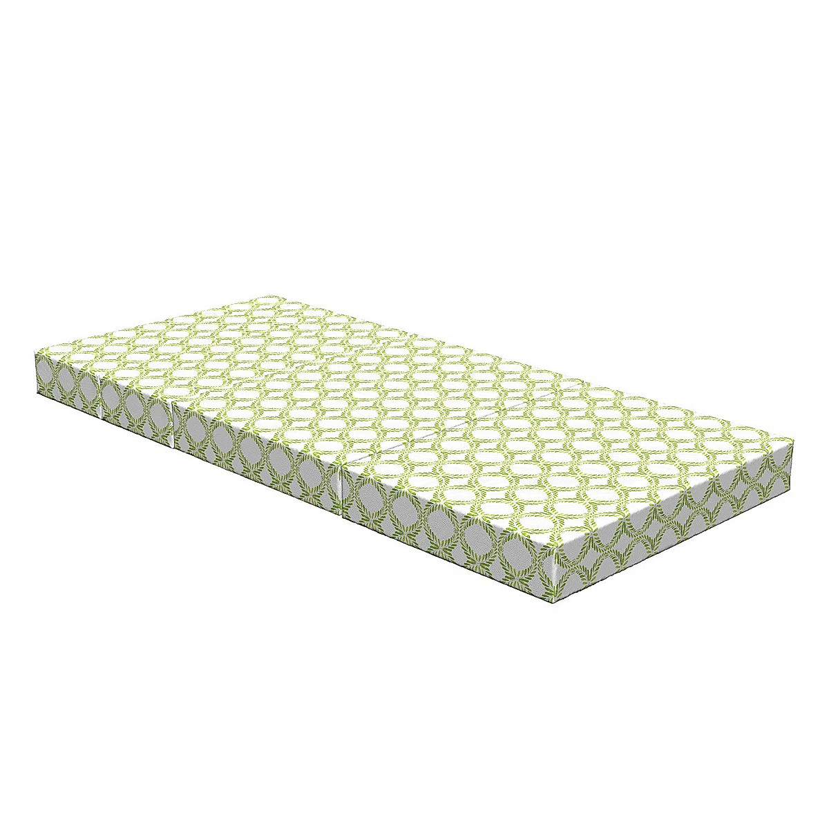 Ambesonne Floral Foldable Mattress, Laurel Wreath Illustrations, 74.8" x 35.4", Lime Green Yellow Green