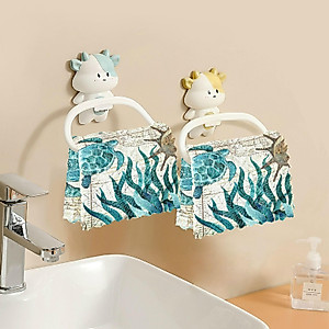 senya Vintage Ocean Sea Turtle Starfish Map Print Dish Cloths 6 Pack Dish Towels Reusable Cleaning Cloths Kitchen Hand Towels