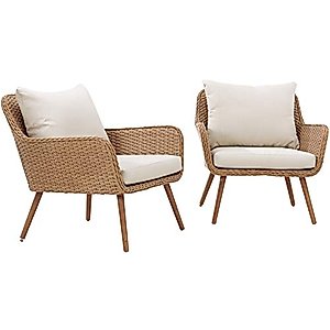 Crosley Furniture CO7185-LB Landon Outdoor Wicker Chairs (Set of 2) Light Brown