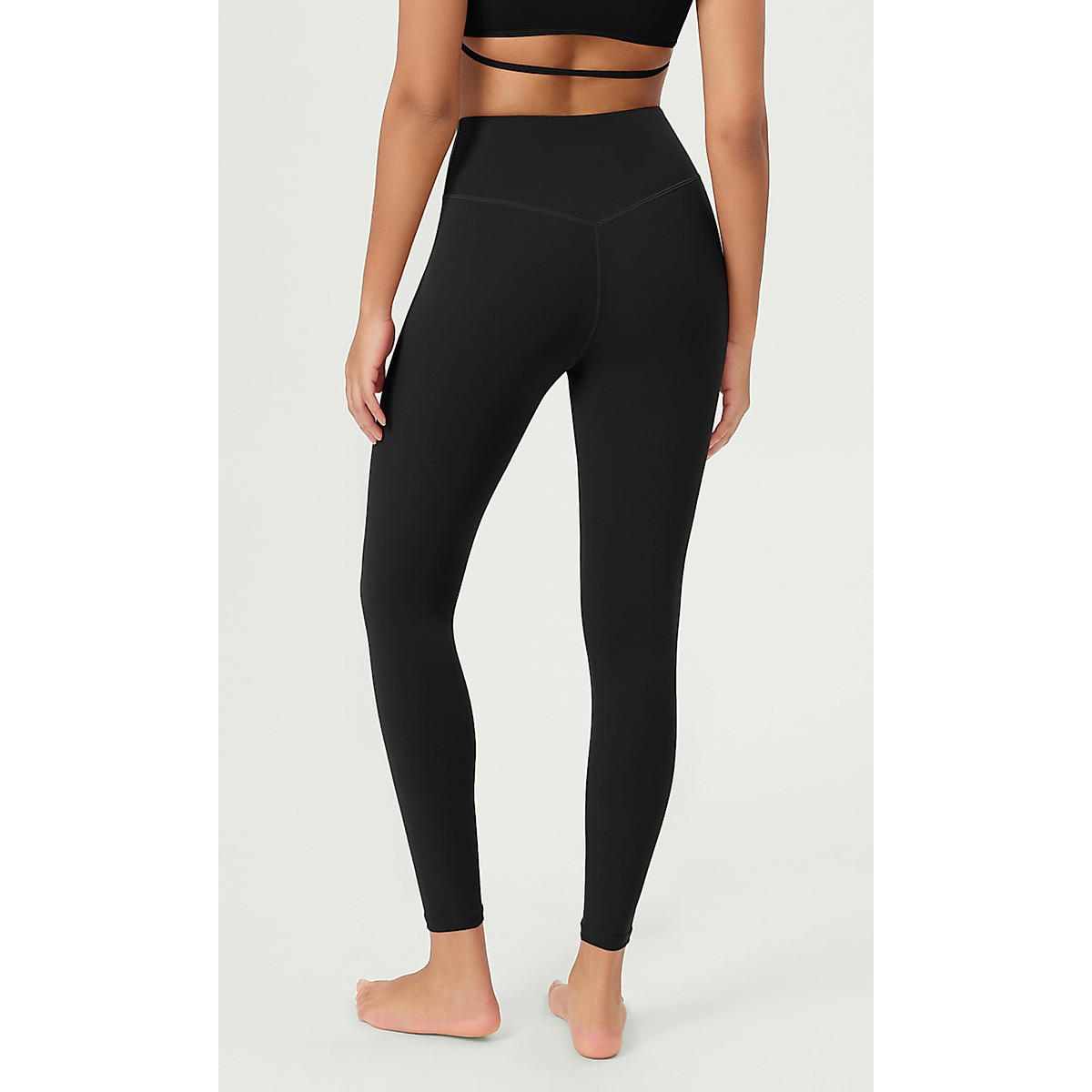 ODODOS Cloud Feeling Ruched Yoga Leggings for Women 7/8 Length High Waist Crossover Yoga Pants, Black, X-Small