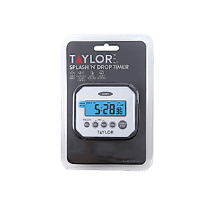 Taylor Pro Kitchen Timer, Water-Resistant Digital Timer, Heavy Duty, Countdown Clock, White,9 x 8 cm