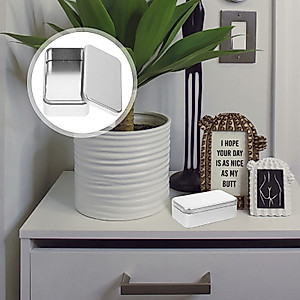 DOITOOL Metal Box 4Pcs Tins Containers, Metal Rectangular Empty Hinged Tins Box, Portable Storage Box with Lid, Small Box Set for Home Organizer(4.32x2.55x1.38Inch, Silver) Jar