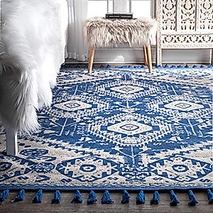 nuLOOM Noreen Kilim Tassel Runner Rug, 2' 6" x 8', Blue