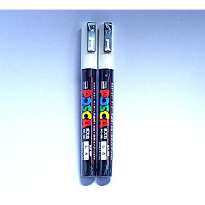 Uni Posca Paint Marker PC-3M White, 2 pens per Pack (Japan Import) [Komainu-Dou Original Package]