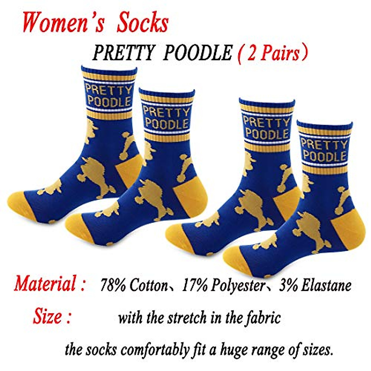 JXGZSO Pretty Poodle Socks SGRHO Sorority Sister Gift (Pretty Poodle 2 pairs)