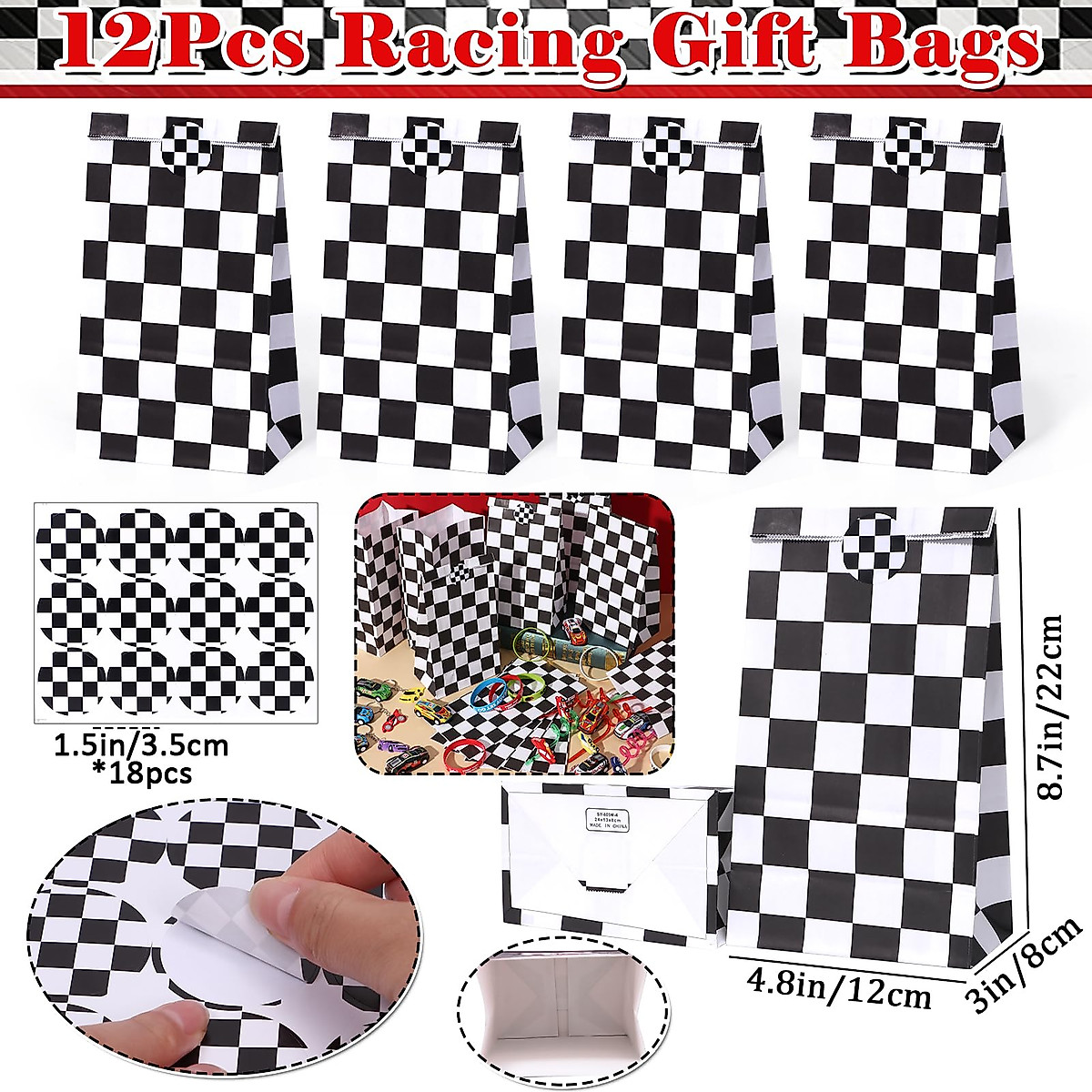Winrayk Race Car Party Favors Birthday Supplies Drinking Straw Checkered Bag Mini Pull Back Car Bracelet Luminous Tattoo Sticker Keychain Racing Games Boys Kid Race Car Pinata Filler Goody Bag Stuffer