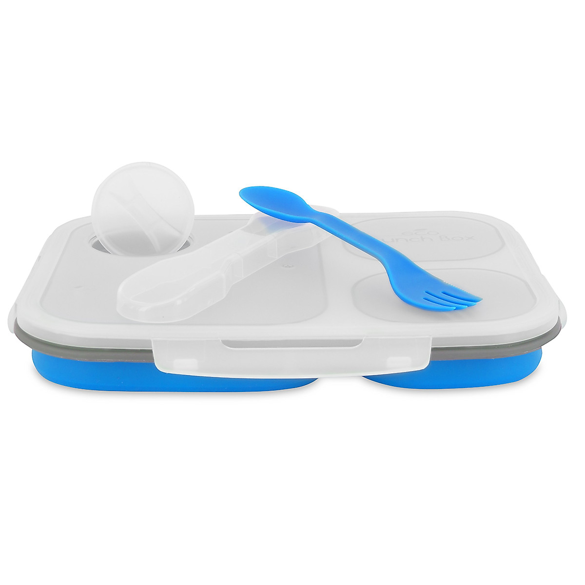 Smart Planet EC-34 Large 3-Compartment Eco Silicone Collapsible Meak Kit Lunch Box, Blue