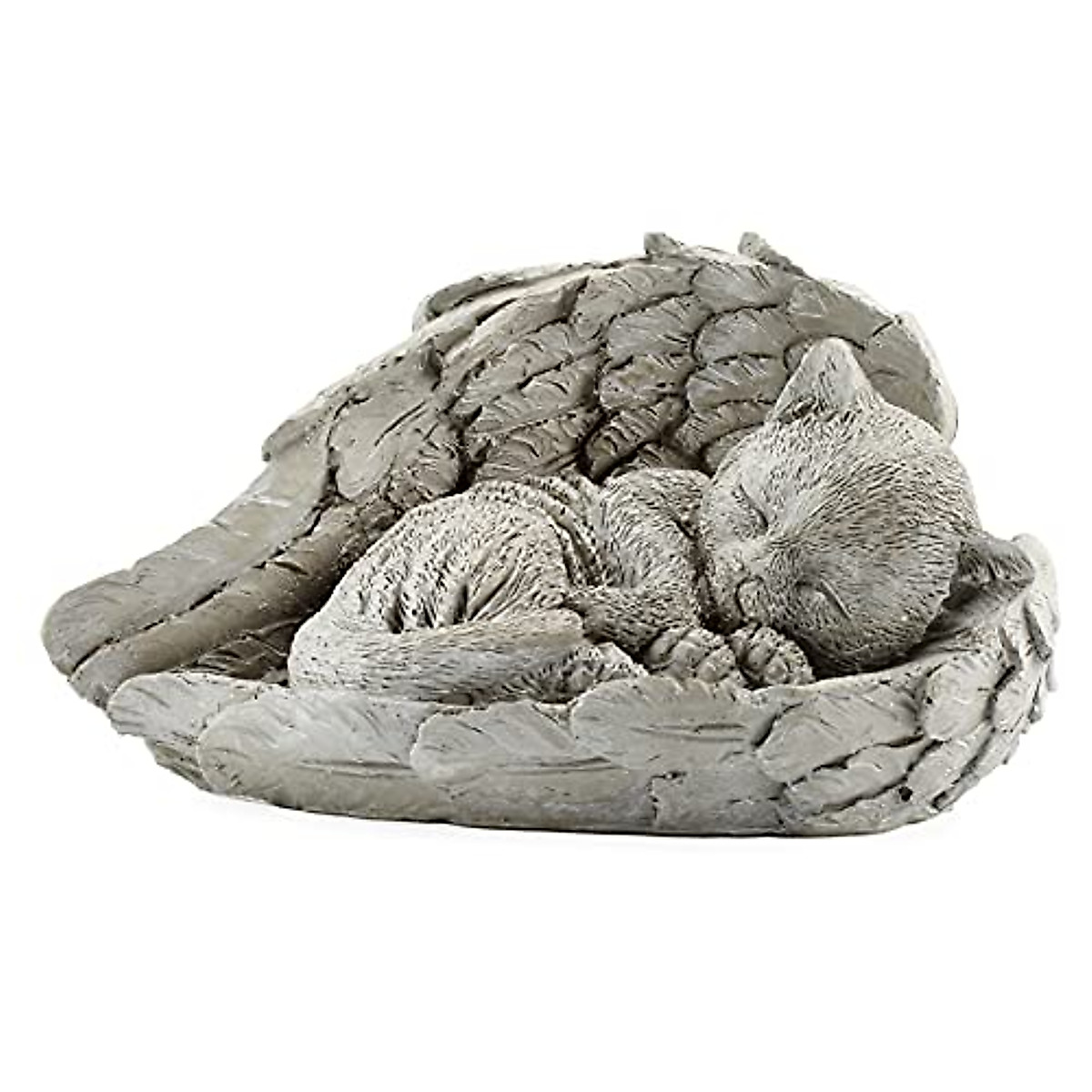 AuldHome Angel Cat Memorial Statue, Garden Resin Sleeping Cat Ornament