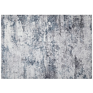 Area Rug Living Room Rugs: 3x5 Indoor Abstract Soft Fluffy Pile Large Carpet with Low Shaggy for Bedroom Dining Room Home Office Decor Under Kitchen Table Washable - Gray/Blue