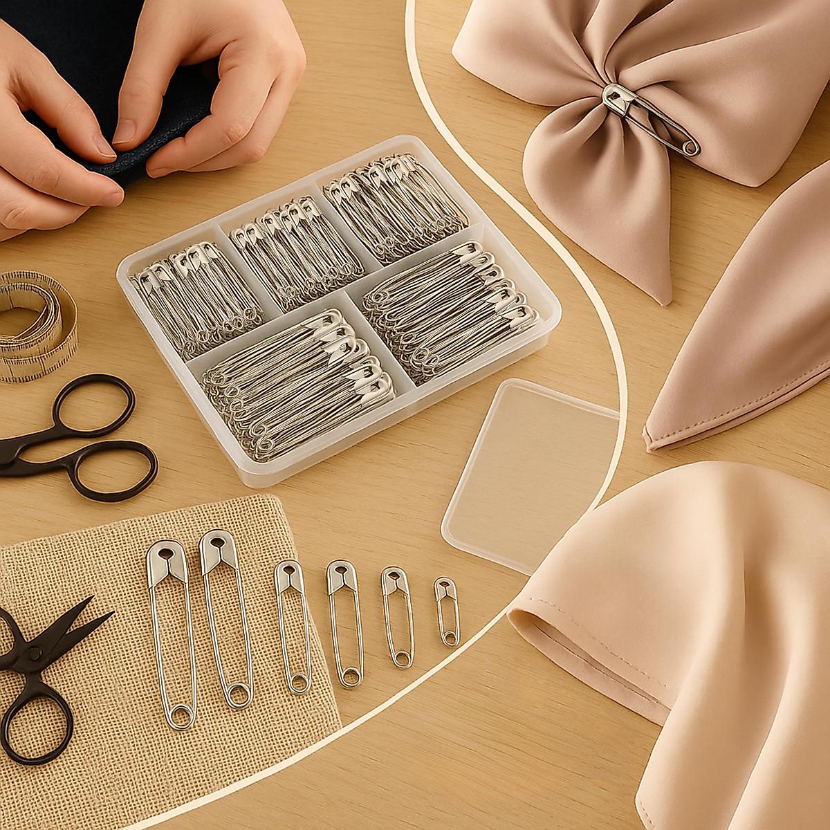 Mr. Pen- Safety Pins, Safety Pins Assorted, 300 Pack, Assorted Safety Pins, Safety Pin, Small Safety Pins, Safety Pins Bulk, Large Safety Pins, Safety Pins for Clothes, 5.4 x 4.4 x 0.7 inch