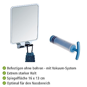 WENKO 22693100 Vacuum-Loc® Cosmetic Mirror Quadro, Acrylonitrile-Butadiene-Styrene (ABS), 14 x 19.5 x 8 cm, Shiny