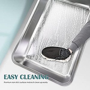 IKITCHEN Stainless Steel Cat Litter Box, Large Metal Litter Box for Cats Rabbits Never Absorbs Odors Anti-Slip Rubber Bottom (Silver, 23.5" x 15.5" x 6")