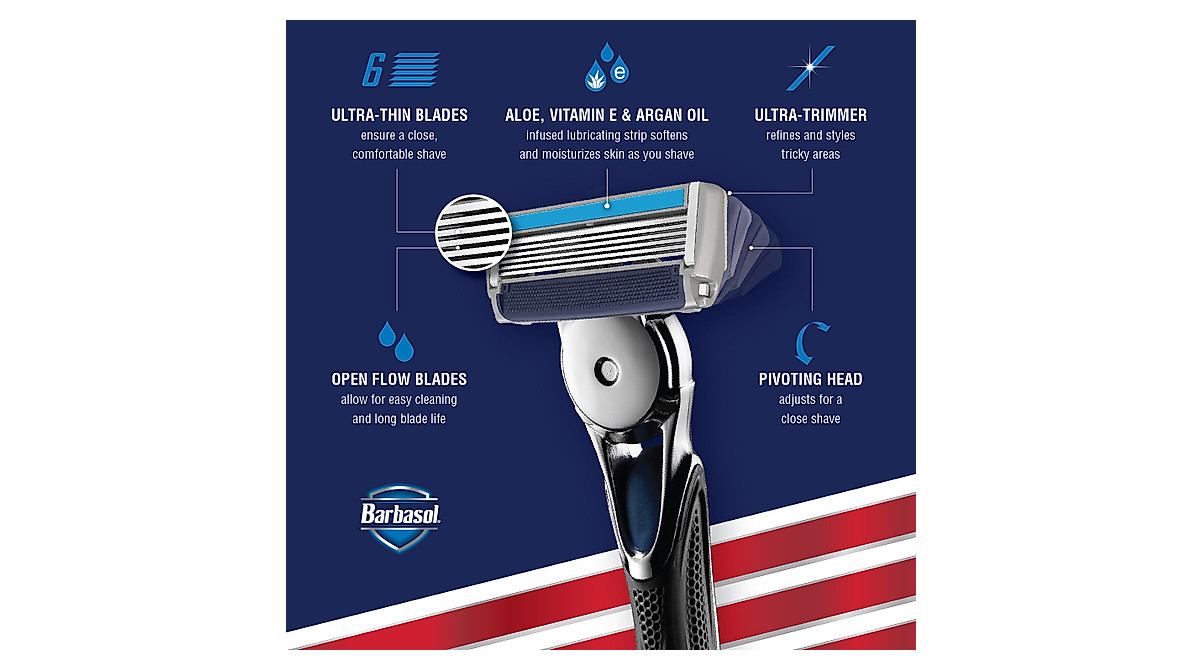 Barbasol Ultra 6 Plus Razor - Close & Comfortable Shave