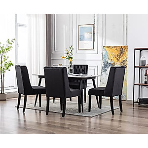 ZSARTS Upholstered Parsons Dining Chairs Set of 2, Modern Black Velvet Wingback Dining Room Chairs Tufted Kitchen Chairs with Solid Wood Legs for Kitchen Living Room (Black)