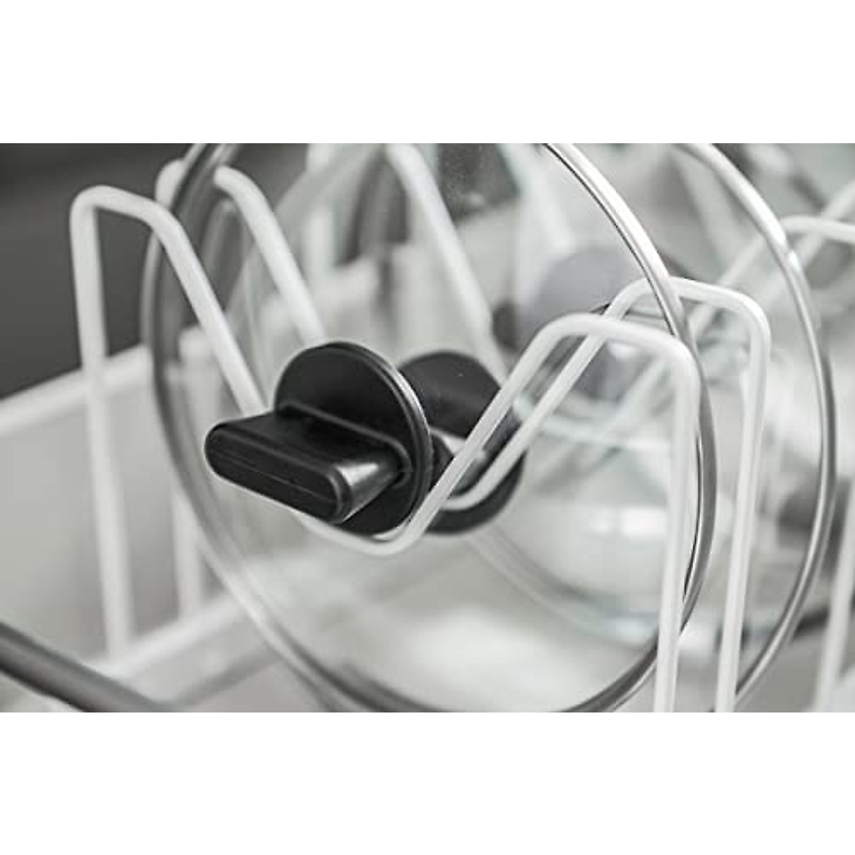 YAMAZAKI home 3840 Adjustable Lid & Pan Organizer-Kitchen Drawer Storage Shelf Rack, One Size, White