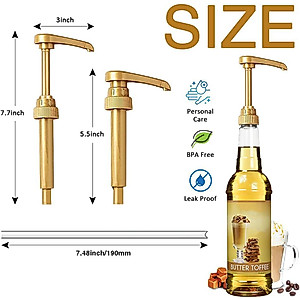 10 Pcs Gold Coffee Syrup Pumps, Compatible with 25.4 Oz/750ml Bottles, Great for Home & Coffee Bar Drinking Mixes, Tea, Beverage, Cocktails