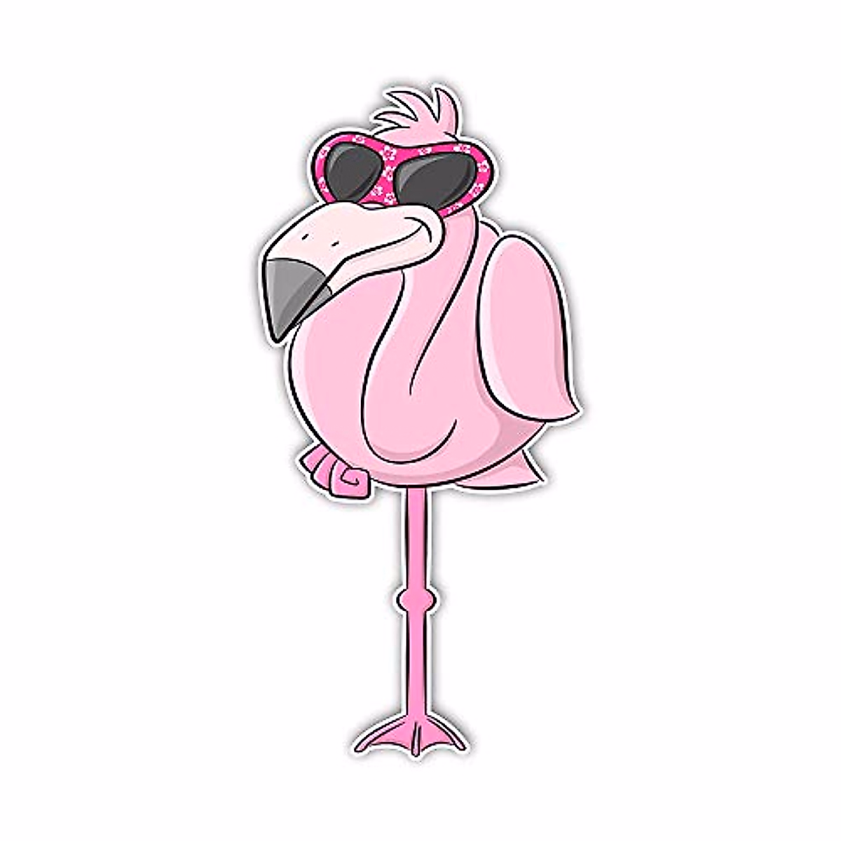 Magnet Flamingo with Glasses On One Leg Magnetic vinyl bumper sticker sticks to any metal fridge, car, signs 5"