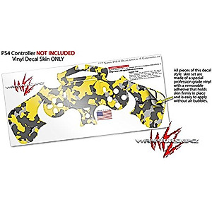 WraptorSkinz Skin Compatible with Sony PS4 Dualshock Controller PlayStation 4 Original Slim and Pro WraptorCamo Old School Camouflage Camo Yellow (Controller NOT Included)