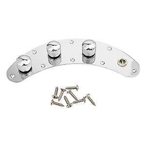 1Pcs Yootones Prewired Bass Switch Control Plate Wired Loaded Control Plate with Switch Knob Compatible with Electric Bass (Silver)