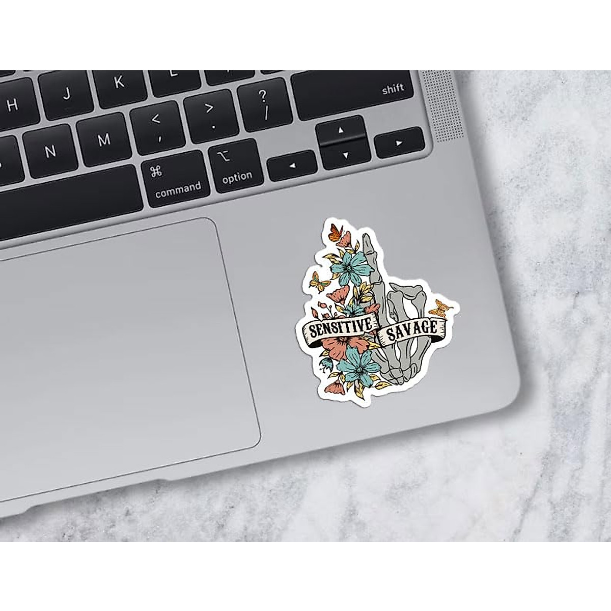 Sensitive Savage Sticker, Flower Skull Sticker, Motivational Sticker, Support Sticker, Skeleton Sticker, Water Assitant Die-Cut Funny Decals for Laptop, Phone, Water Bottles, Kindle Sticker
