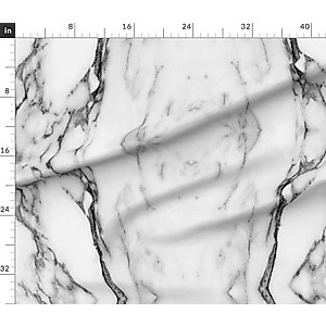 Spoonflower Fabric - Marble Gray Black Kitchen White Monochrome Modern Silver Print Earth Printed on Petal Signature Cotton Fabric Fat Quarter - Sewing Quilting Apparel Crafts Decor