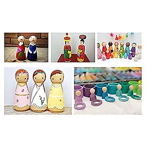 56 PCS Unfinished Natural Wooden Peg Dolls,Little Wooden peg People for Painted or Craft