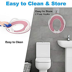 HEETA Potty Training Seat for Boys Girls Kids Toddler, Non Slip Potty Training Toilet with Handle, Easy Clean (Pink)