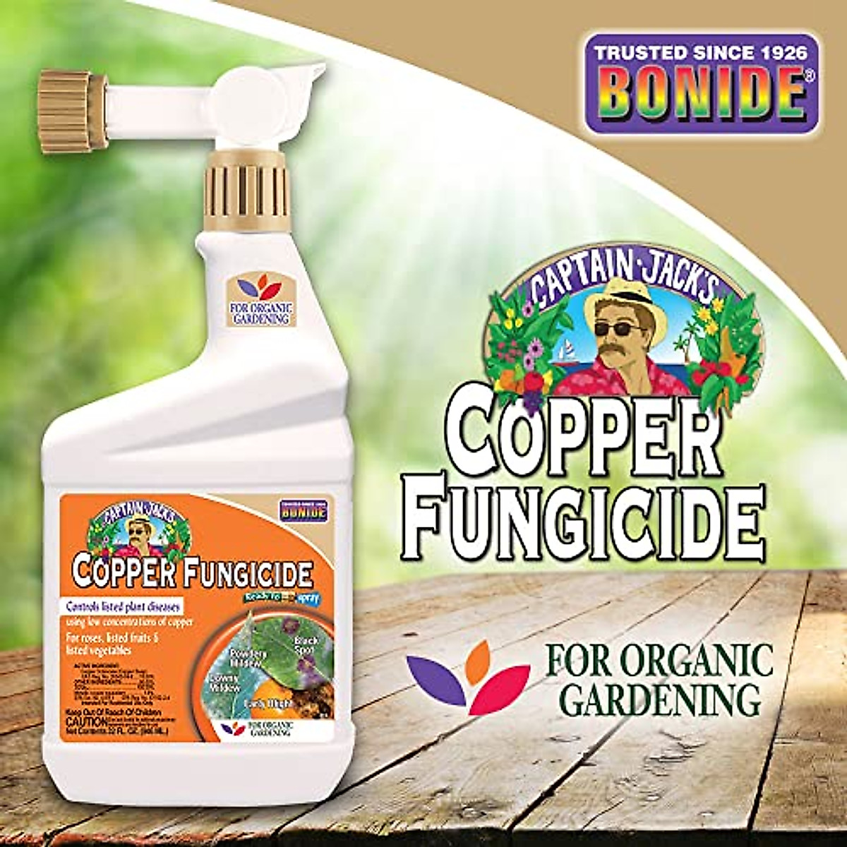 Bonide Captain Jack's Copper Fungicide, 32 oz Ready-to-Spray Disease Control Solution for Organic Gardening, Controls Leaf Curl