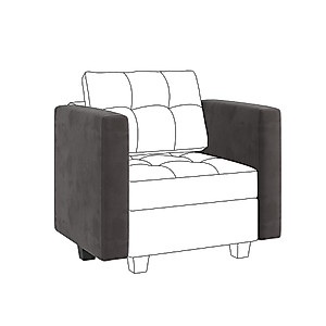 HONBAY Armrest Backrest Module for Velvet Modular Sectional Sofa, Grey