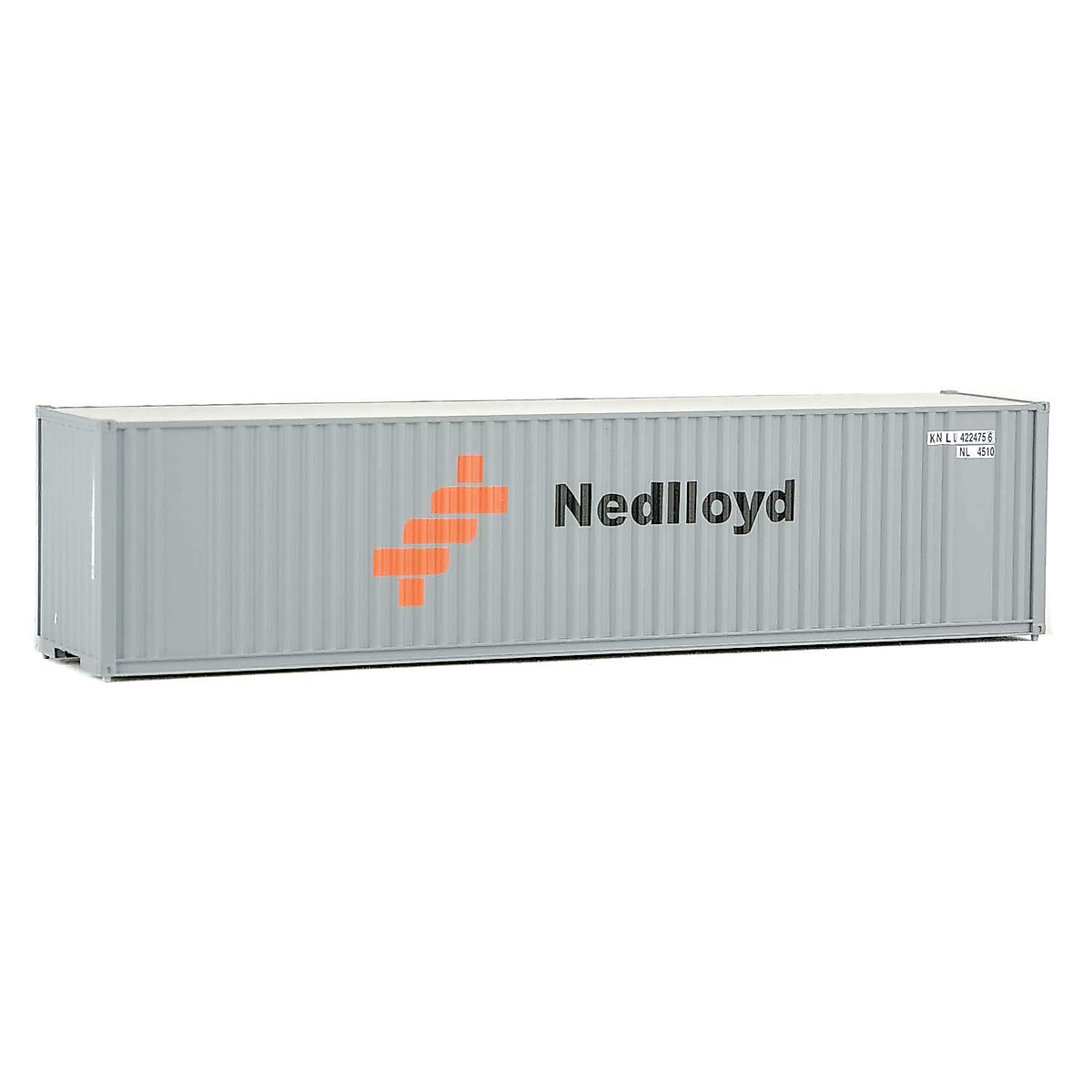 Walthers SceneMaster HO Scale Model of Nedlloyd (Gray, Orange, Black) 40' Hi Cube Corrugated Container W/Flat Roof,949-8219