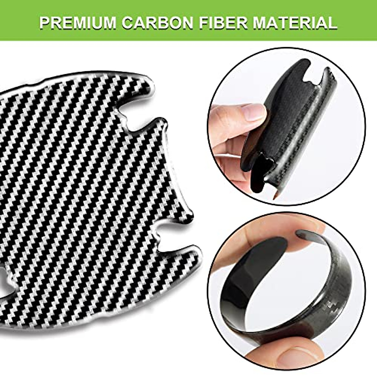 Spurtar 8pcs Car Door Handle Scratch Protector 3D Carbon Fiber Texture Paint Scratch Protector Sticker Car Door Handle Cover Non-Marking Door Cup Protection Universal for Automotive SUV Trunk (Black)