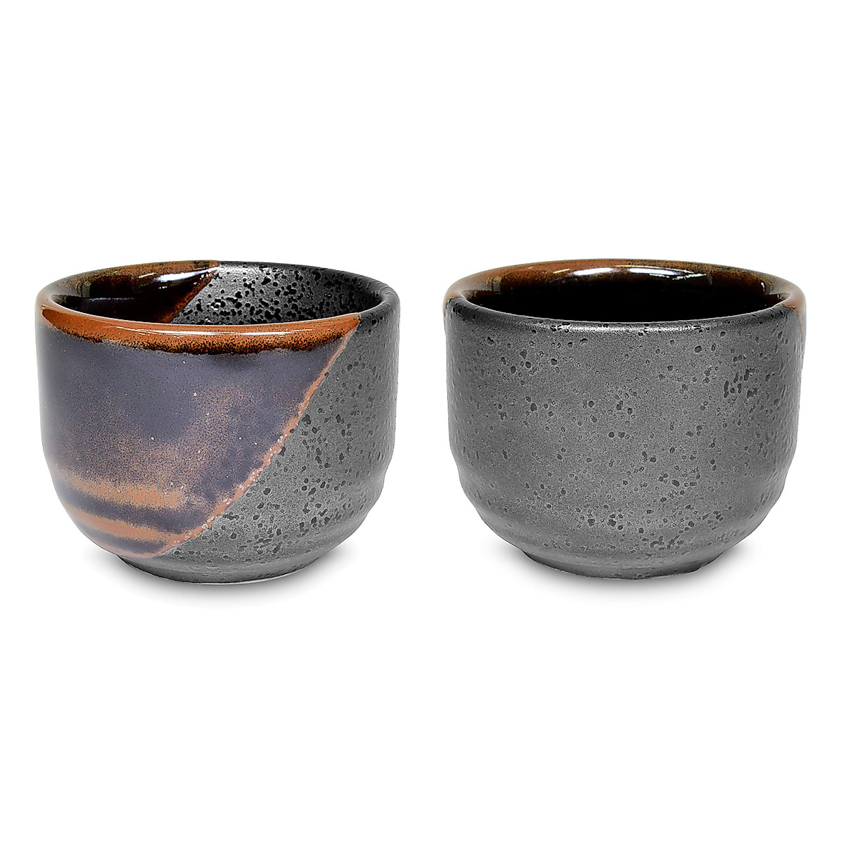 Product of Gifu Japan Mino Ware Traditional Japanese Sake Set, Tokkuri Bottle and 4 Ochoko Cups, Black Kuro Oribe