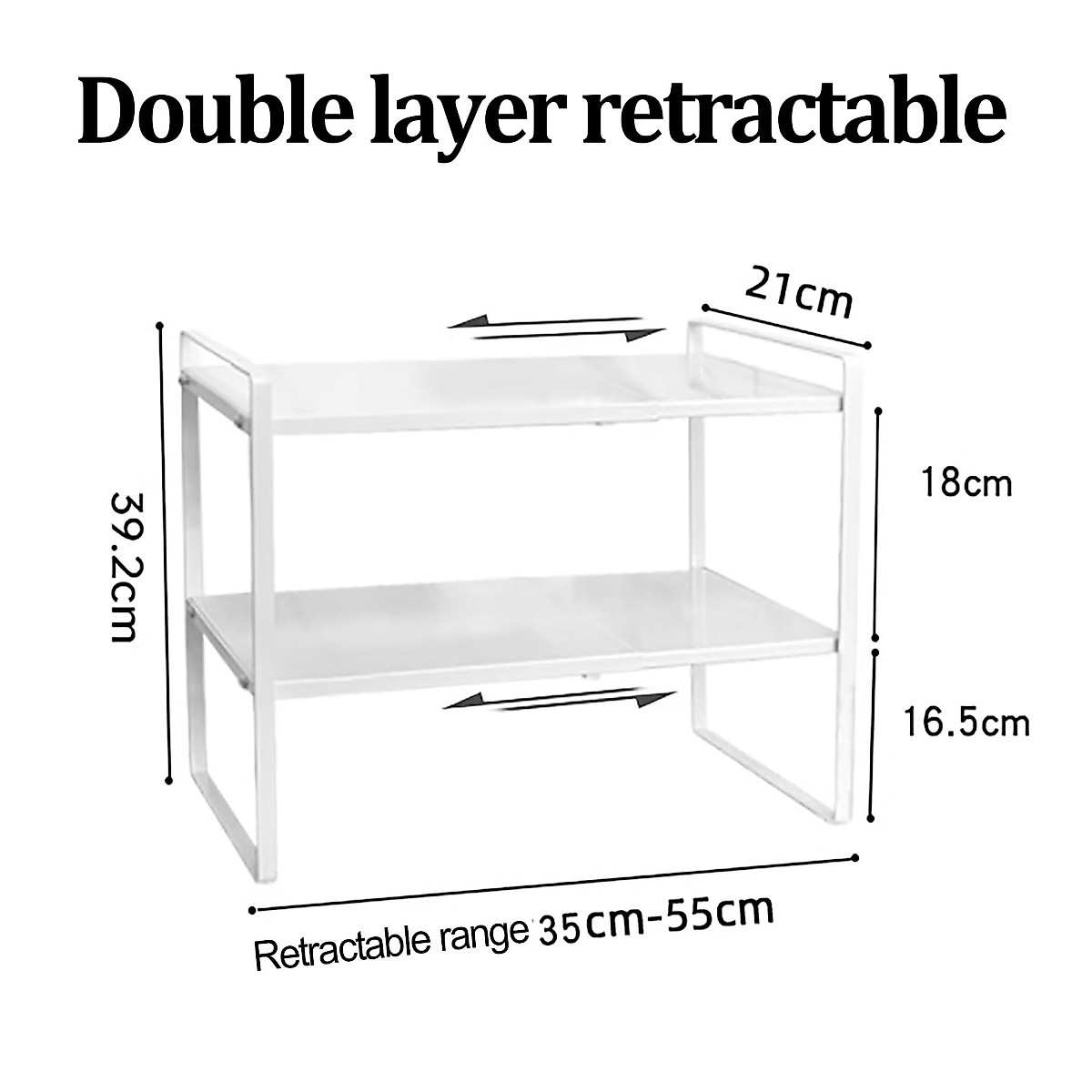 LONONE Under Cabinet Organizer Shelf Under Sink Organizer Kitchen Adjustable Under Sink Organizers and Storage Bathroom,White,Double Layer