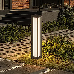 MVBT Modern Landscape Path Light, 32 Inches Outdoor Pathway Landscape Luxury Bollard Lighting IP54 Waterproof with High Voltage Wired for Lawn Patio Courtyard Walkway Garden Decoration